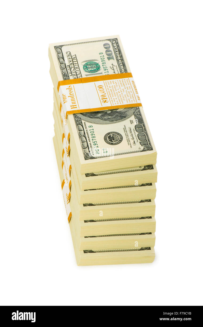 Stack of dollars isolated on the white Stock Photo - Alamy