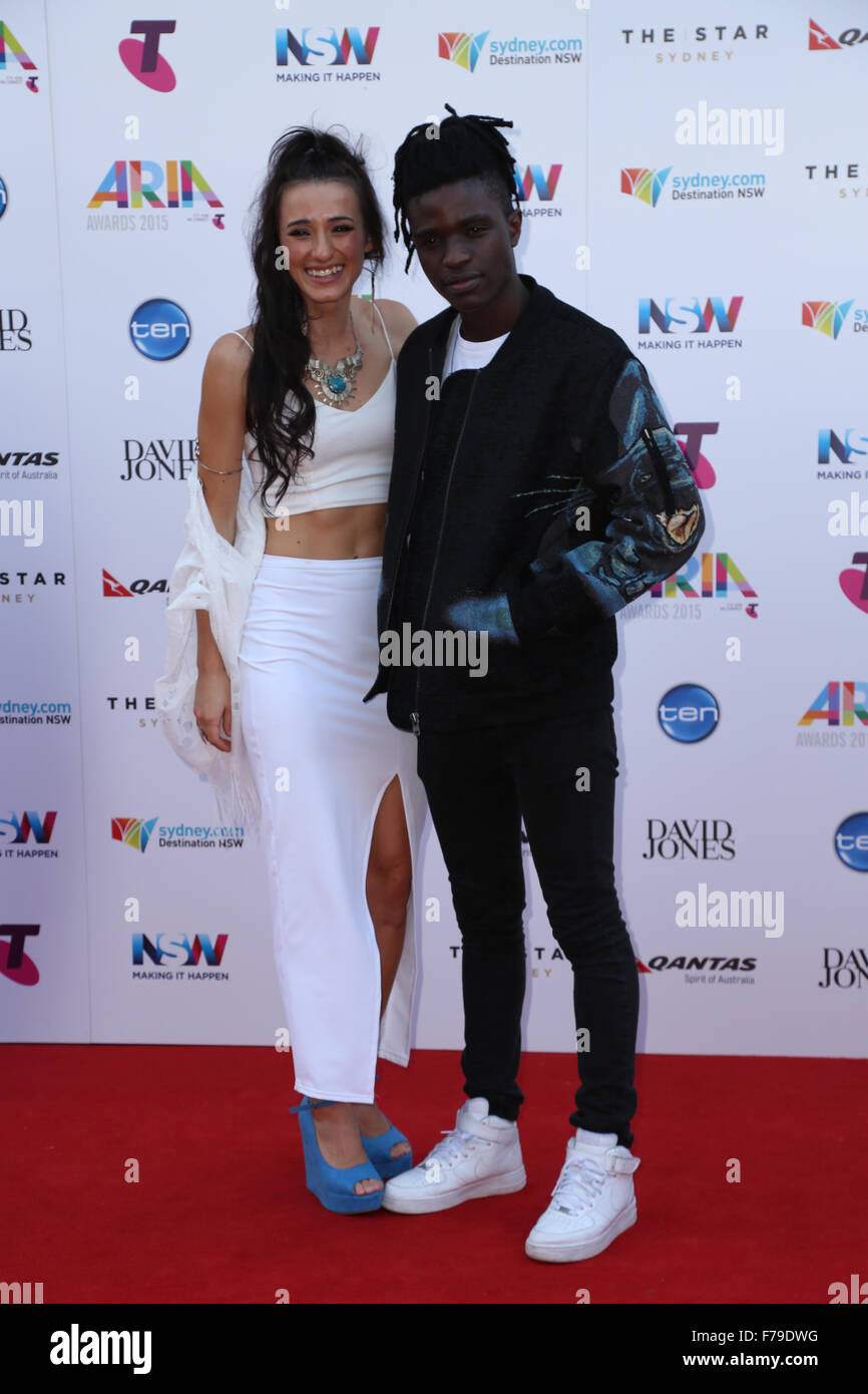 Mataya and Young Tapz arrive on the red carpet at The Star, Pyrmont for ...