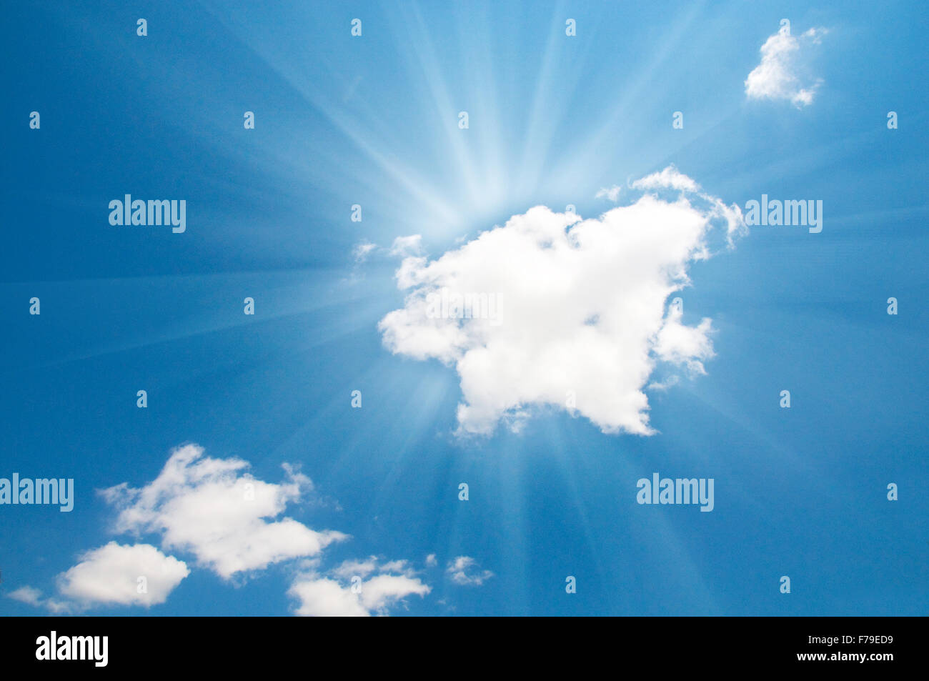 Bright blue sky and sun Stock Photo - Alamy