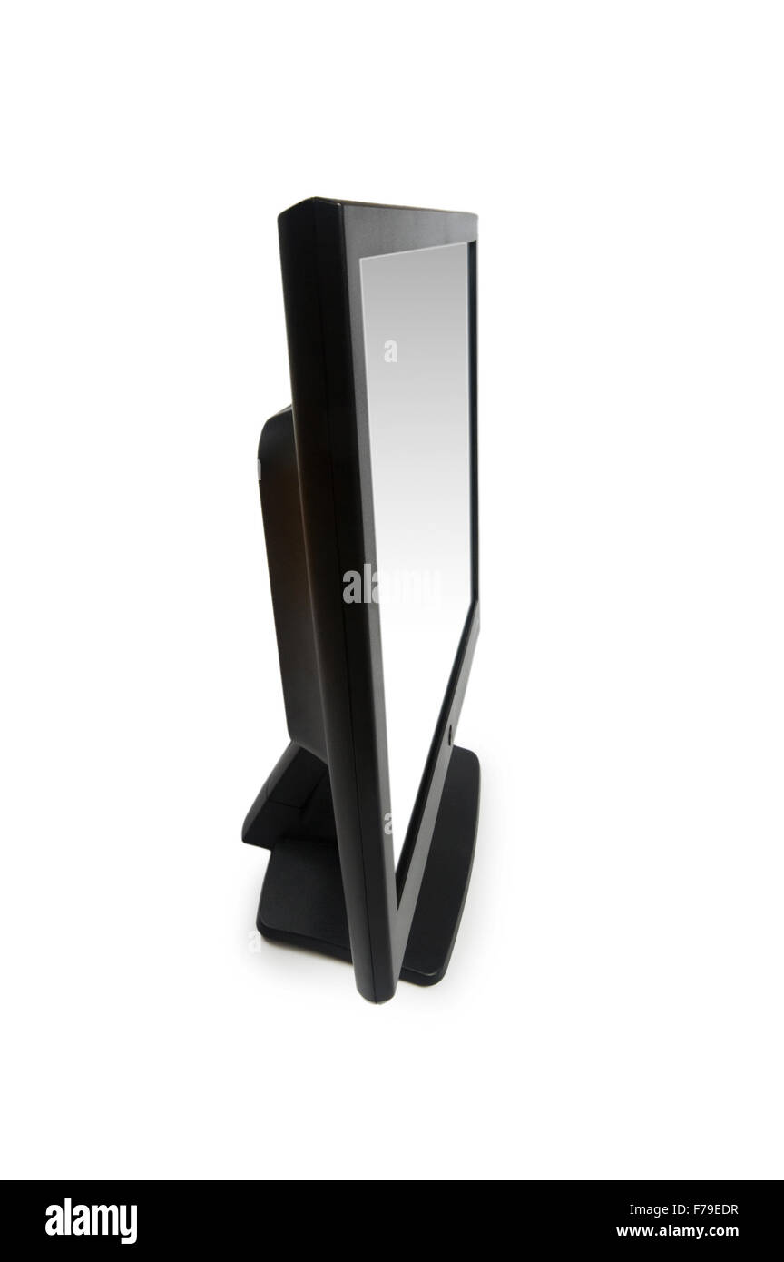 Black lcd monitor isolated on the white Stock Photo - Alamy