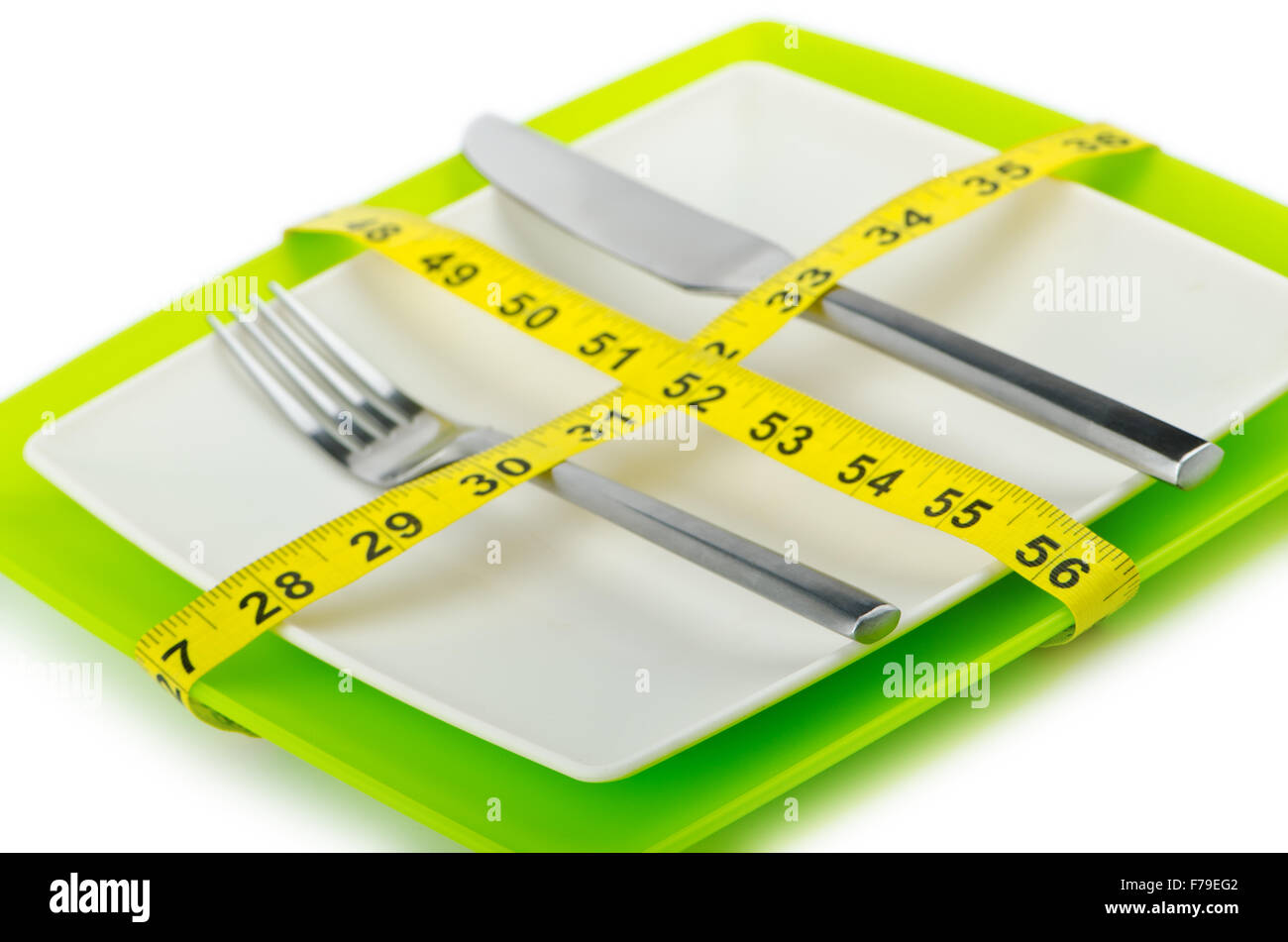 Dieting concept with fork and meter Stock Photo - Alamy