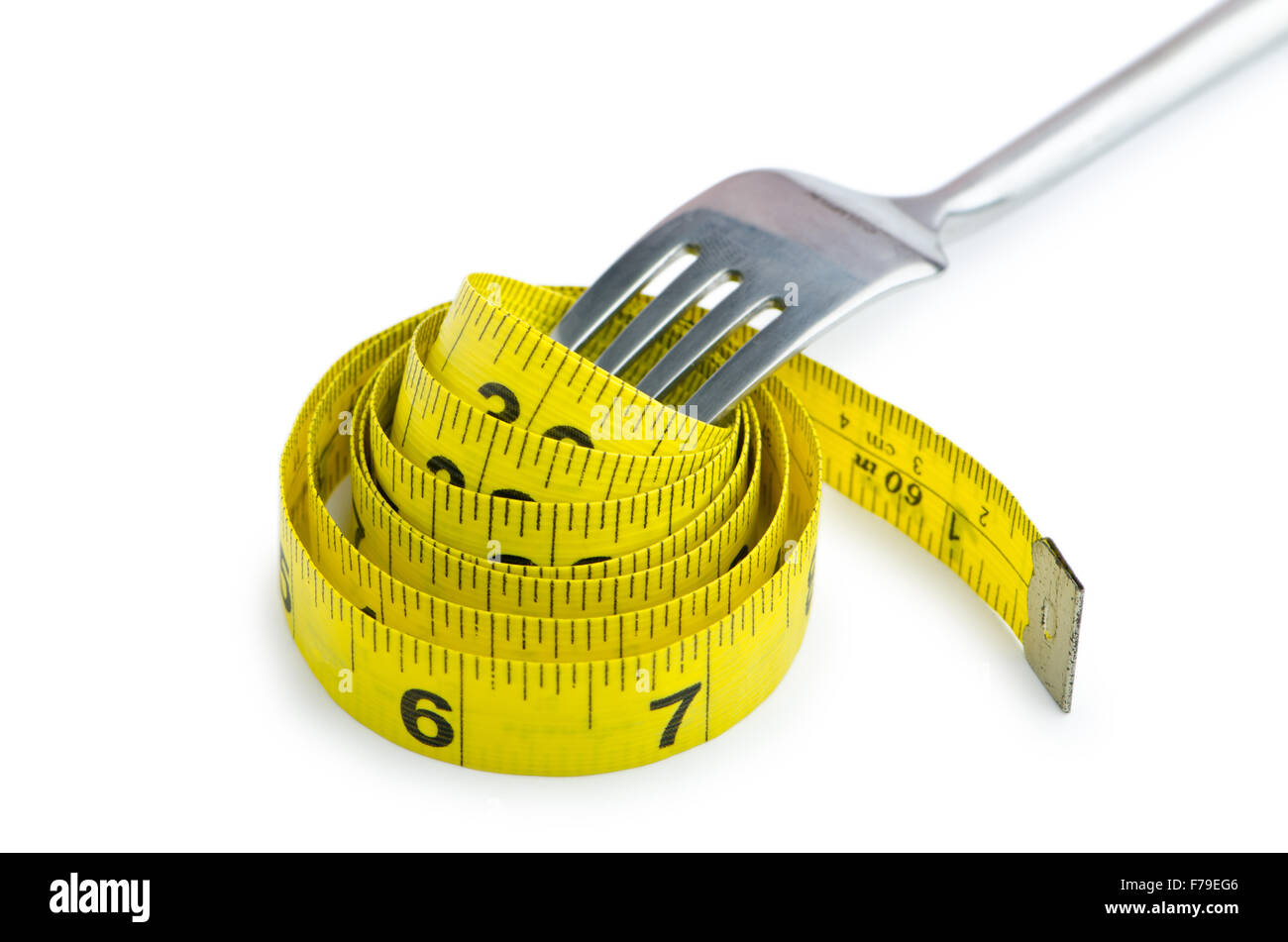 Dieting concept with fork and meter Stock Photo - Alamy