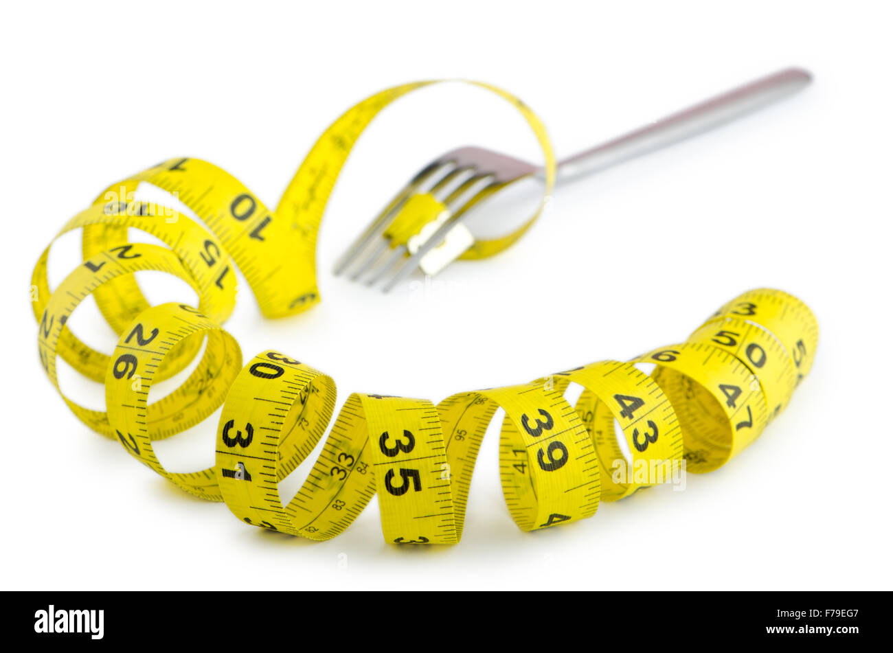 Dieting concept with fork and meter Stock Photo - Alamy