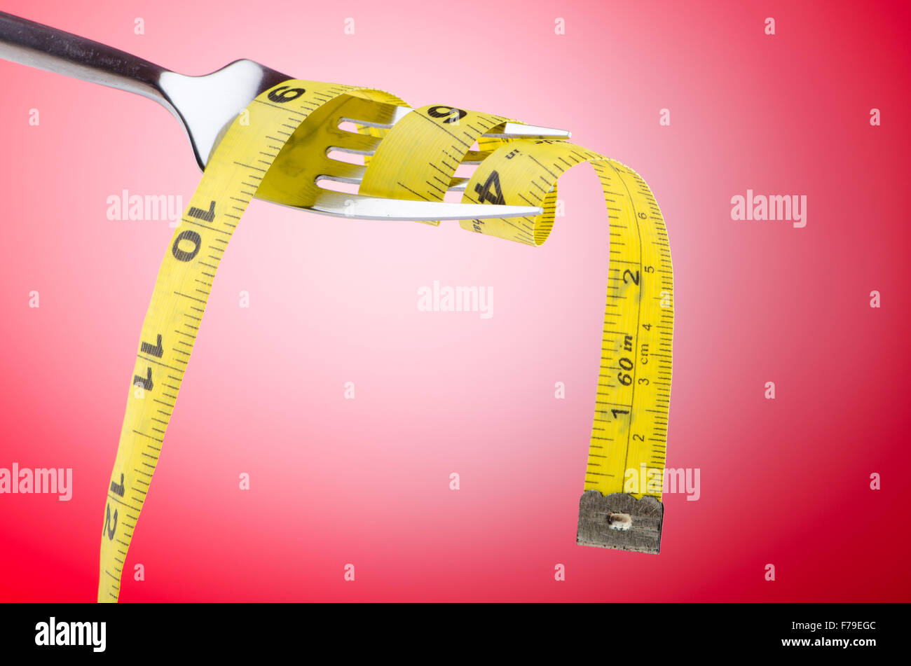 Dieting concept with fork and meter Stock Photo - Alamy