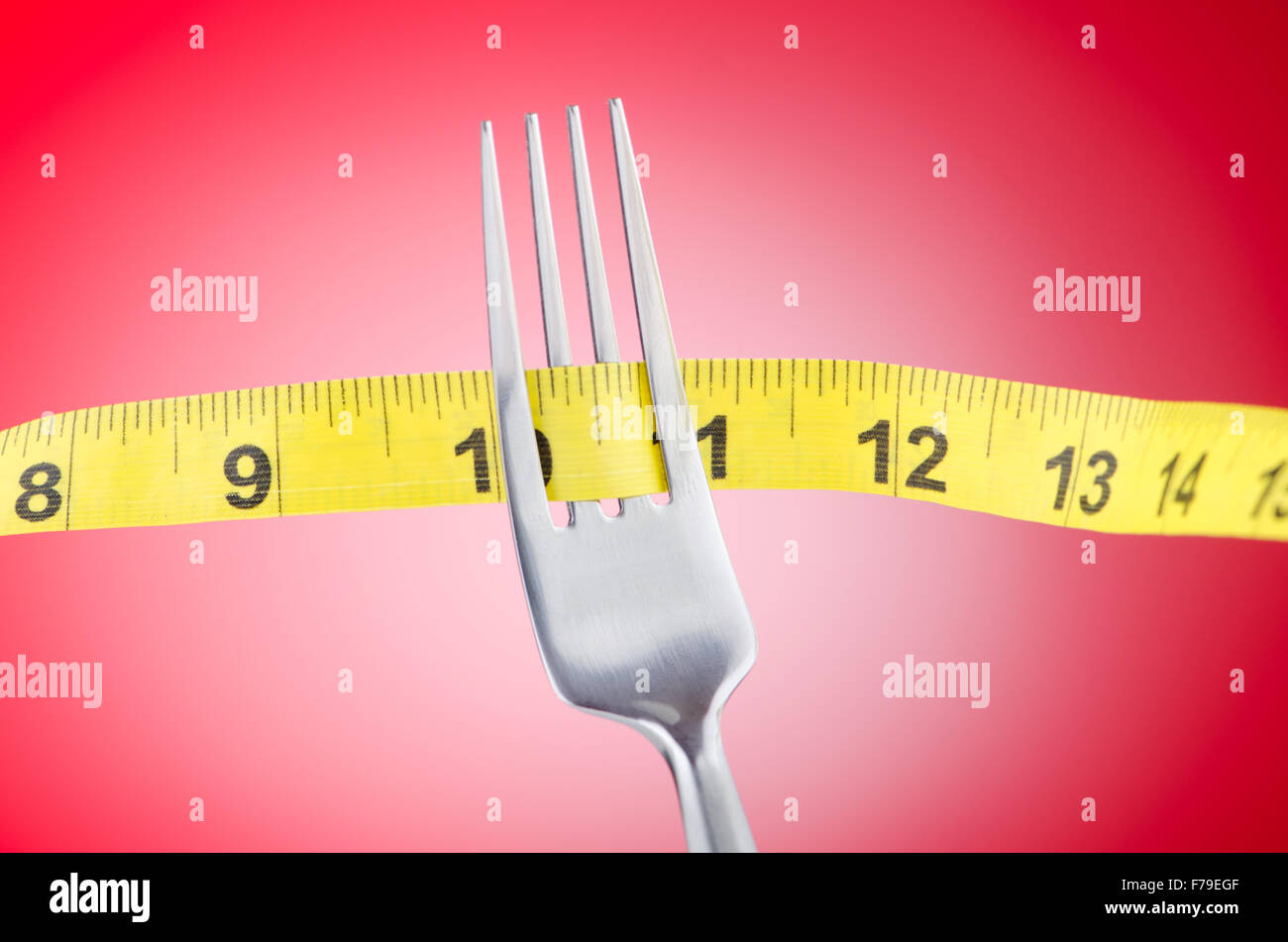 Dieting concept with fork and meter Stock Photo - Alamy