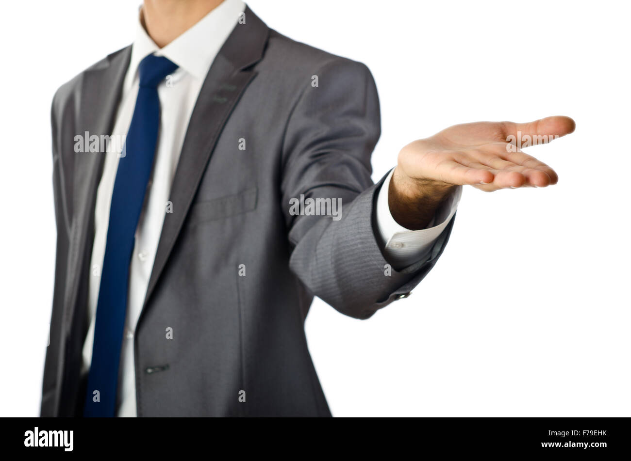 Businessman holding empty hands Stock Photo - Alamy