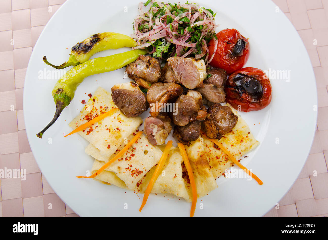 Meat cuisine - kebab served in plate Stock Photo - Alamy