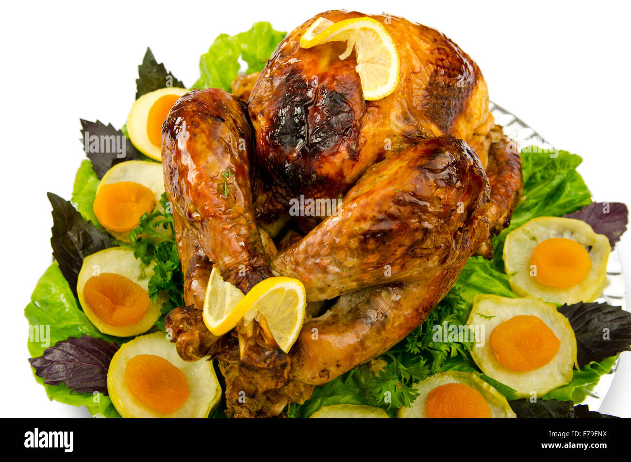 Turkey roasted and served in the plate Stock Photo - Alamy