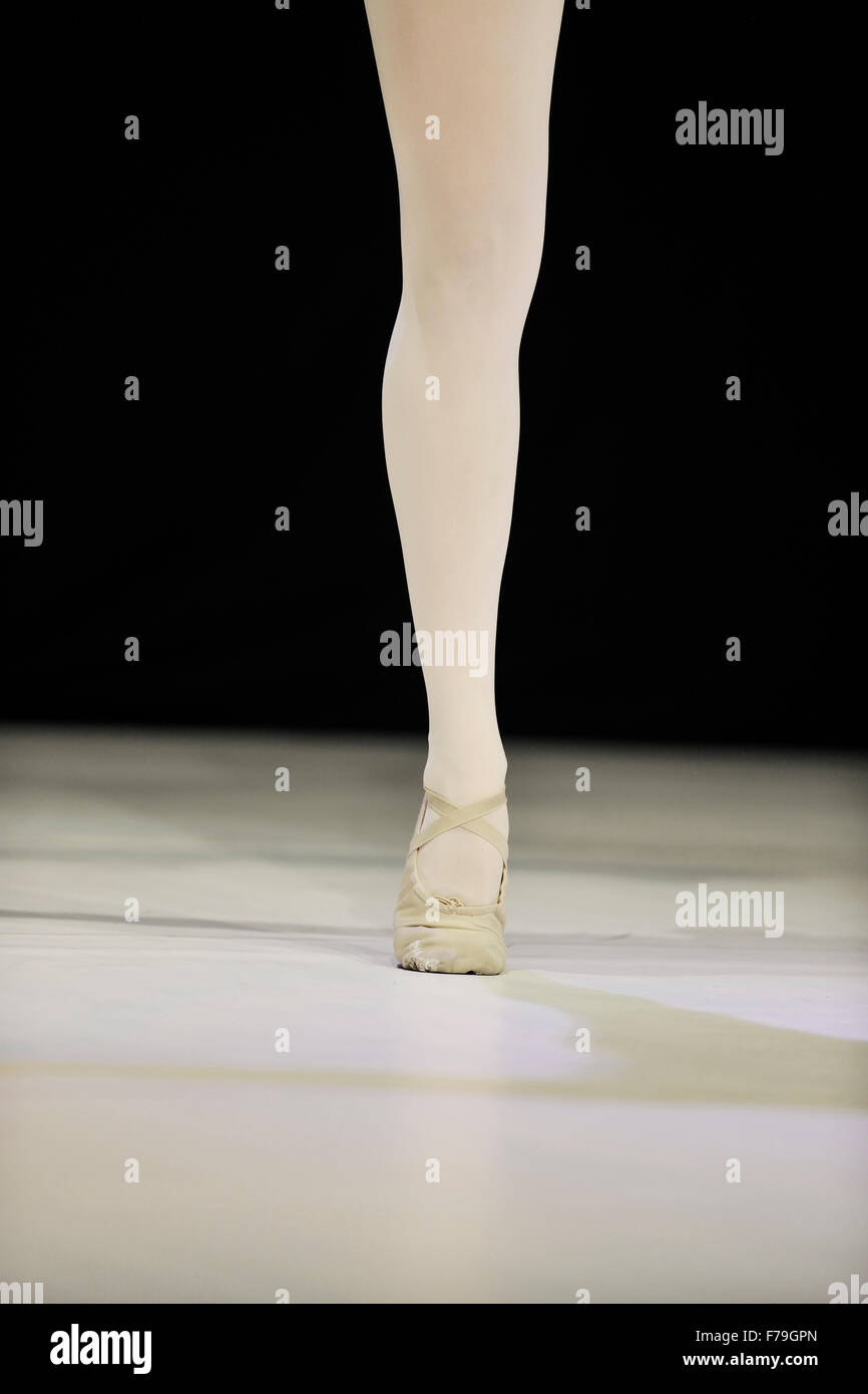 young happy ballet girl ballerina perform dance on stage at ballet ...
