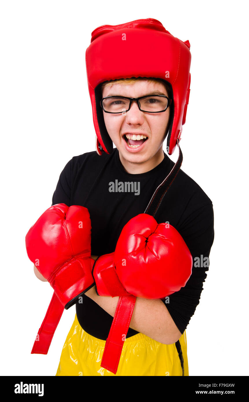 Funny boxer isolated on the white background Stock Photo - Alamy