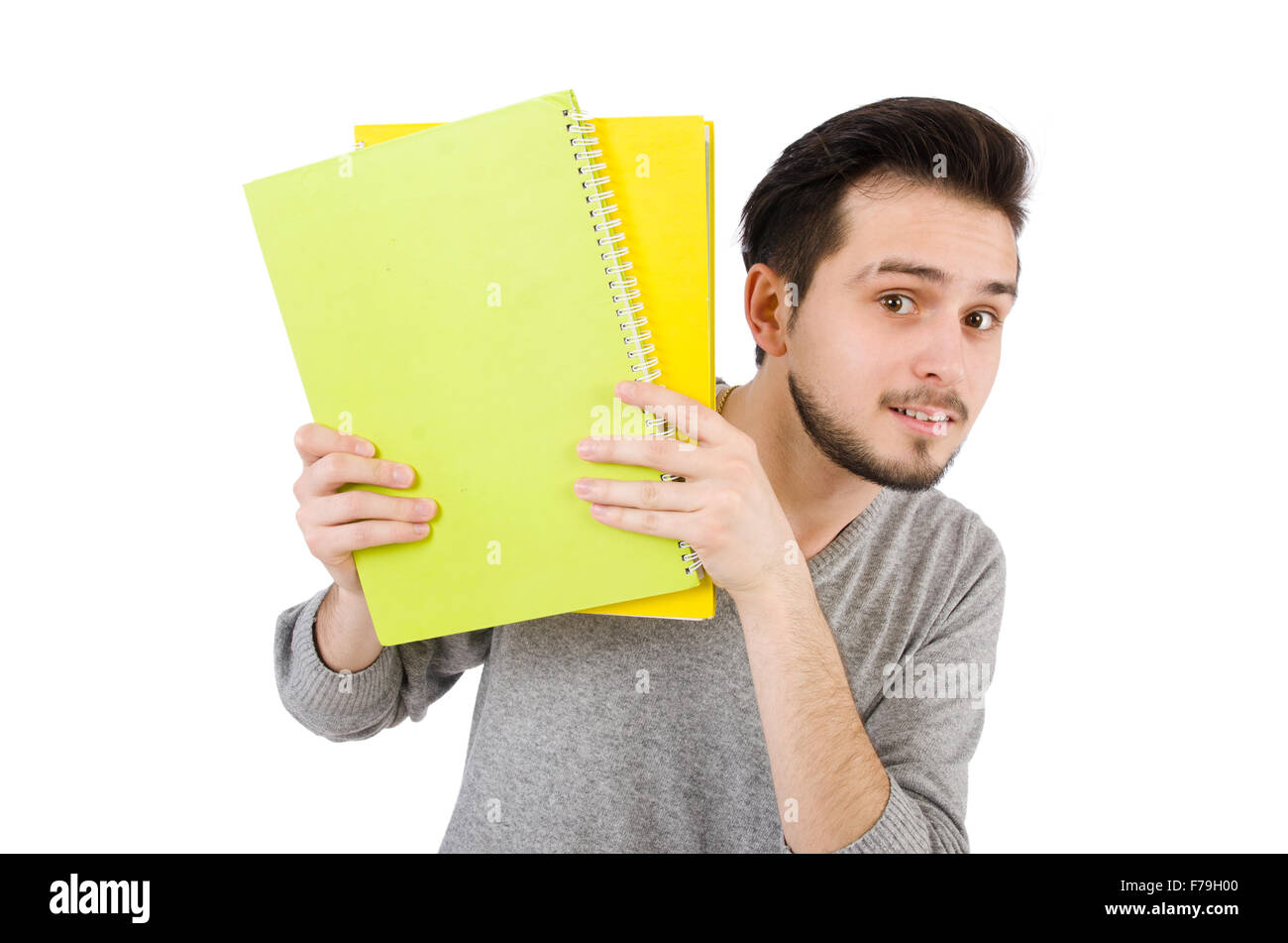 Young student isolated on the white background Stock Photo - Alamy