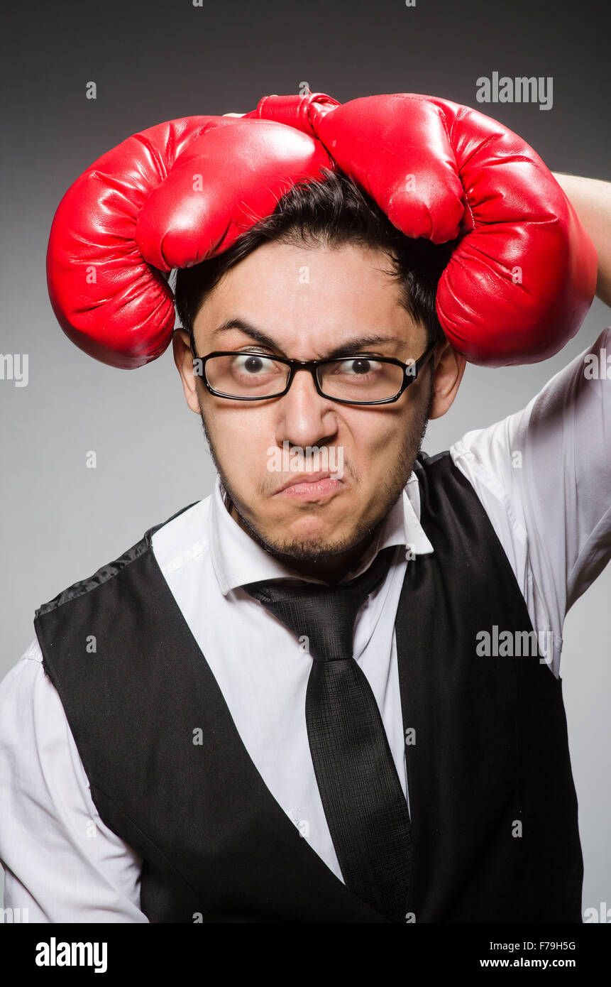 Funny boxer businessman in sport concept Stock Photo - Alamy