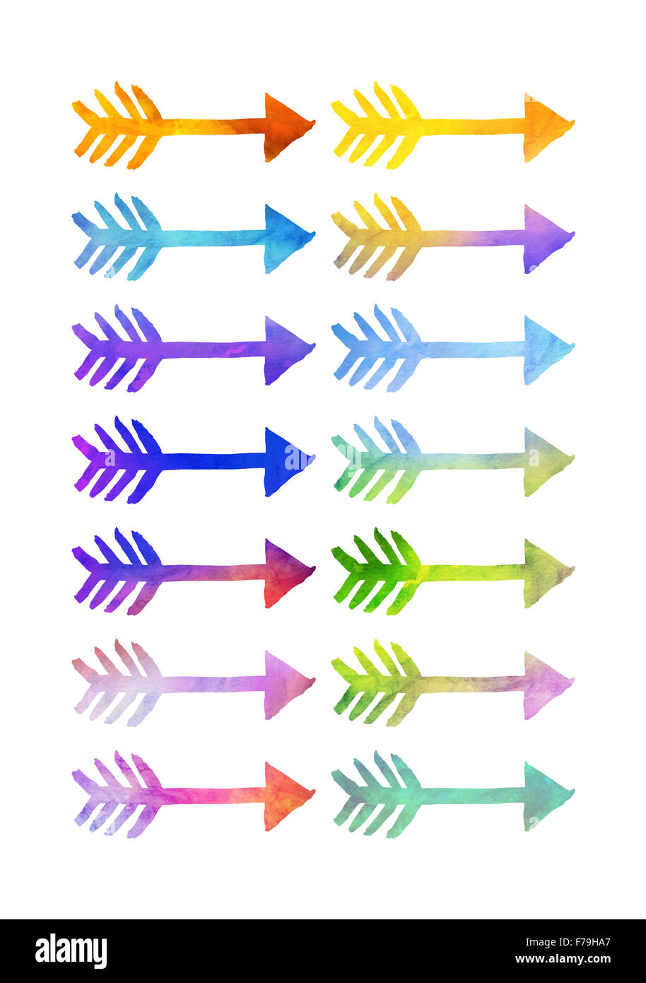 Collection of watercolour arrows in various colours Stock Photo - Alamy
