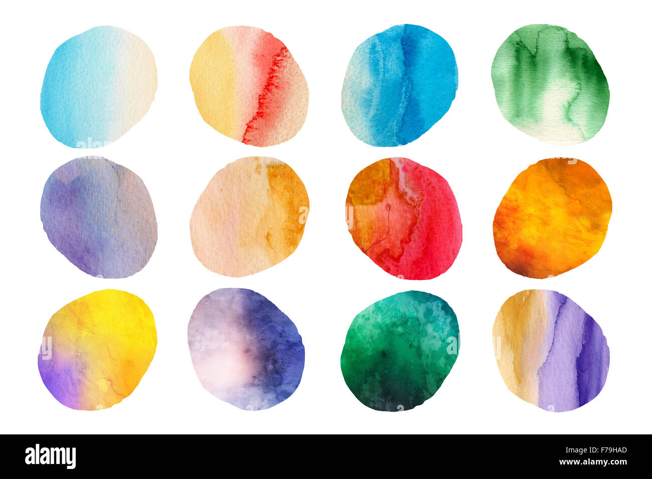 Collection of watercolour blobs in various colours Stock Photo - Alamy