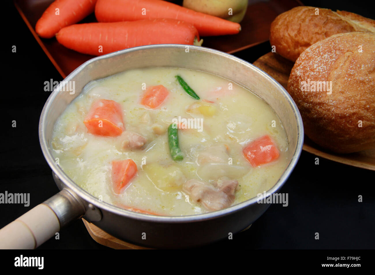 Vegetables creamy chowder in pot Stock Photo - Alamy