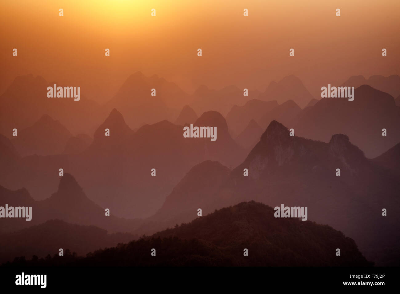 Limestone Karst Formations at Dawn Guilin Region Guangxi, China ...