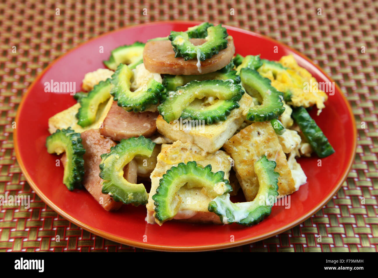 Goya Chanpuru (Stir-fried Bitter gourd Stock Photo - Alamy