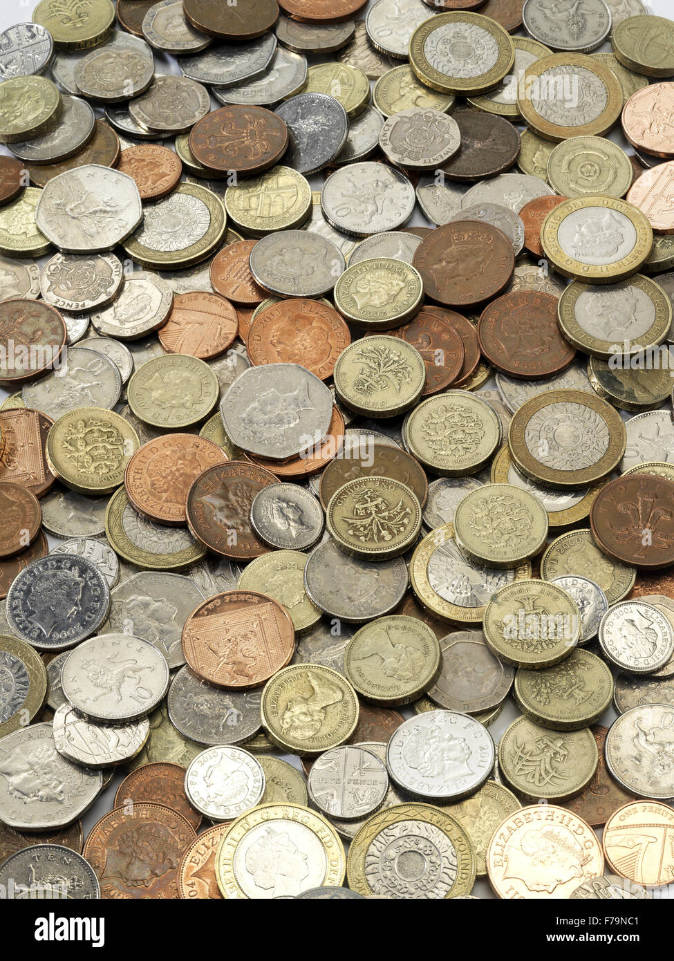 British sterling cash - used coins Stock Photo - Alamy