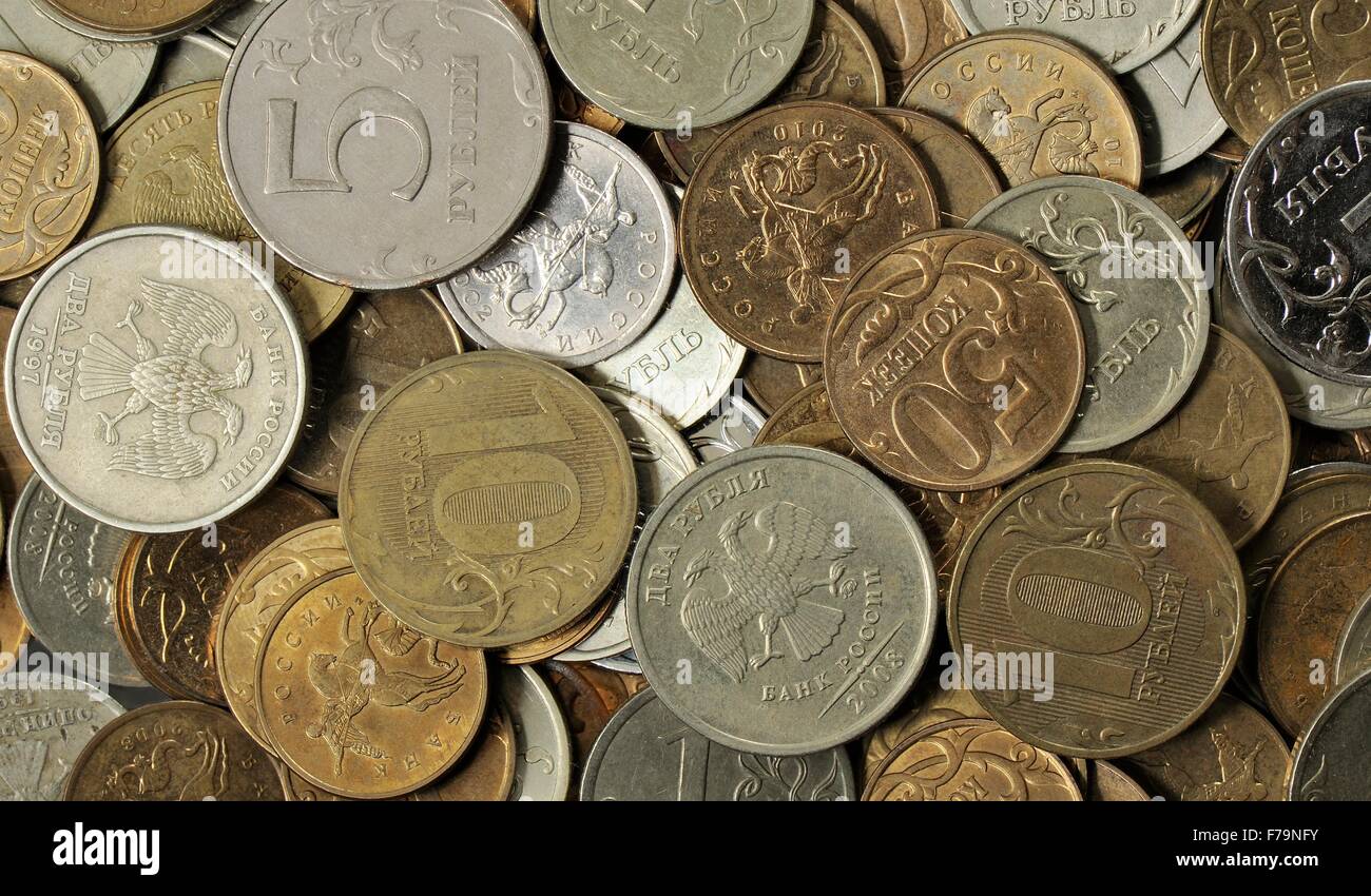 Russian money - coins rubles and kopecks, background Stock Photo - Alamy