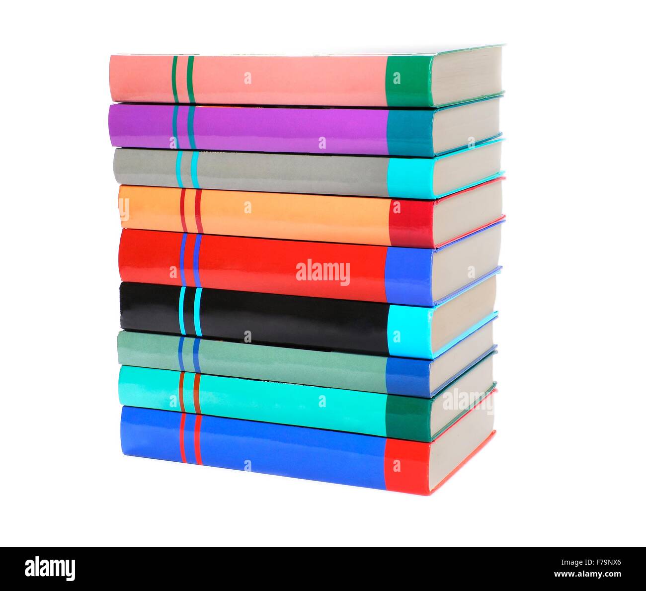 Stack of colorful books on white background Stock Photo - Alamy