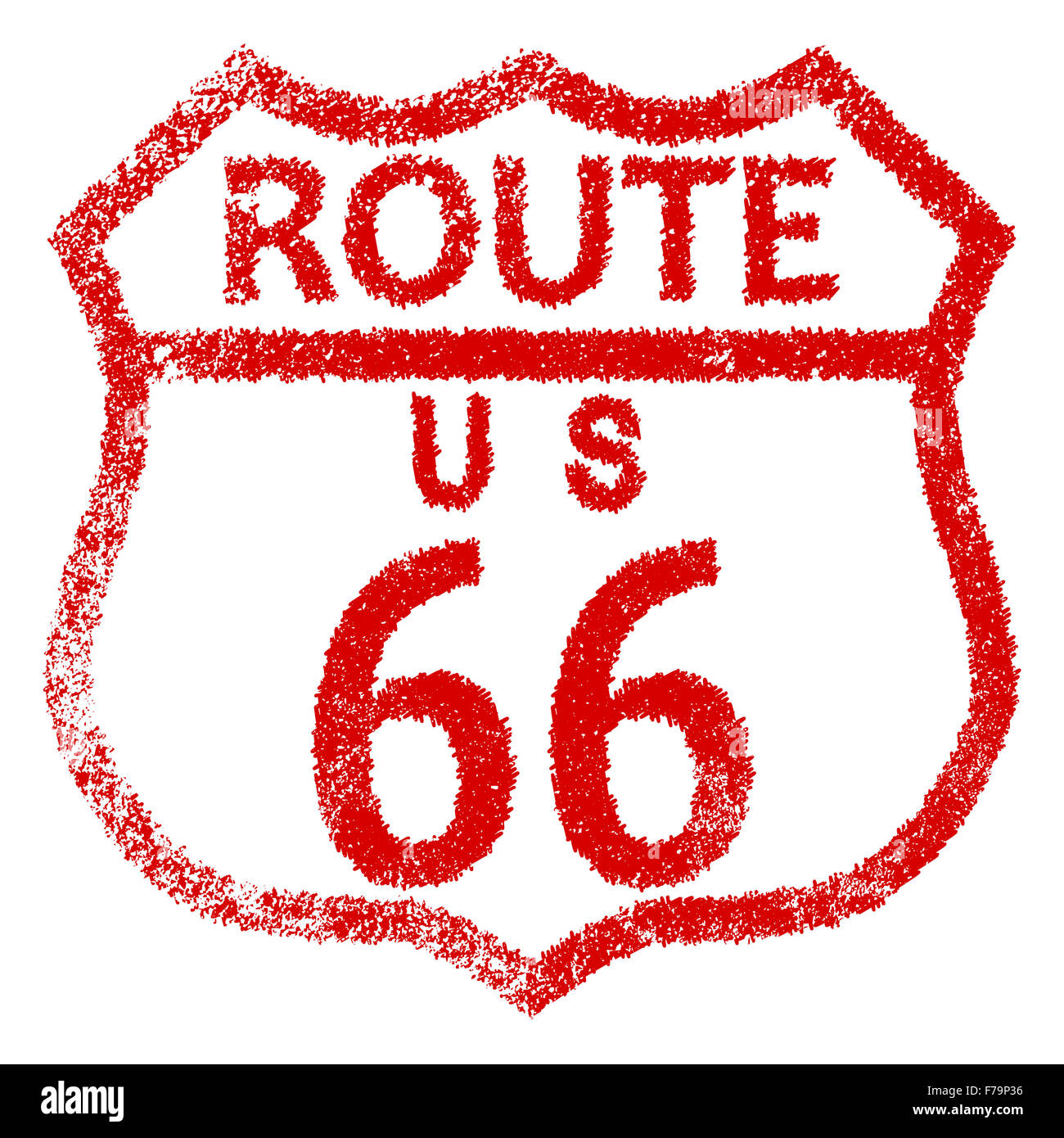 Route 66 red rubber stamp traffic sign over a white background Stock ...