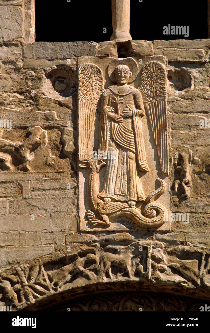 Italy, Lombardy, Pavia, San Michele Maggiore Basilica, Detail Facade ...