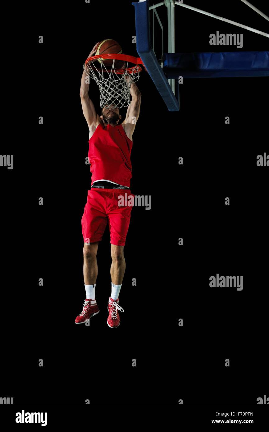 basketball game sport player in action isolated on black background ...