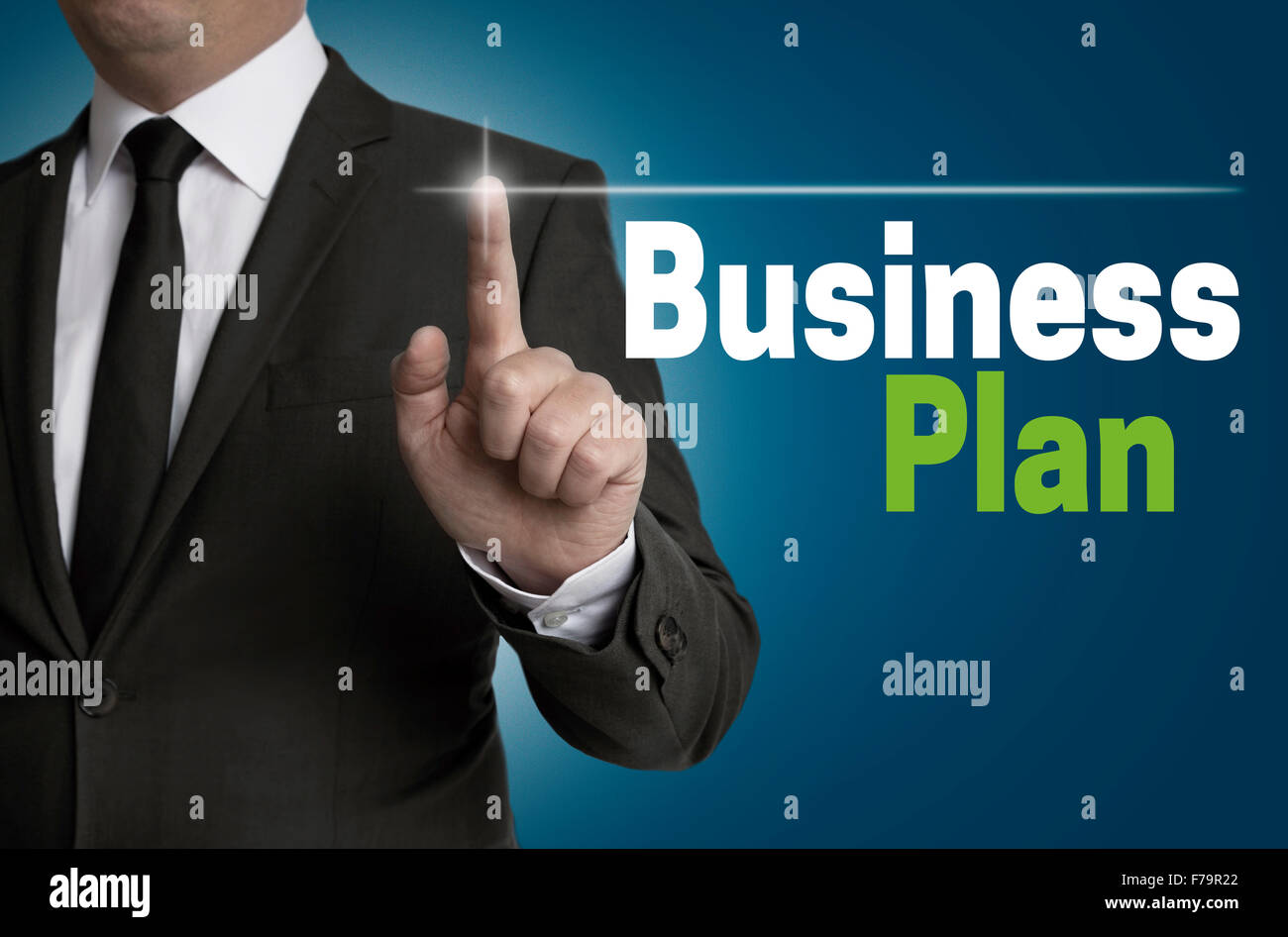 Businessplan touchscreen is operated by businessman concept Stock Photo ...