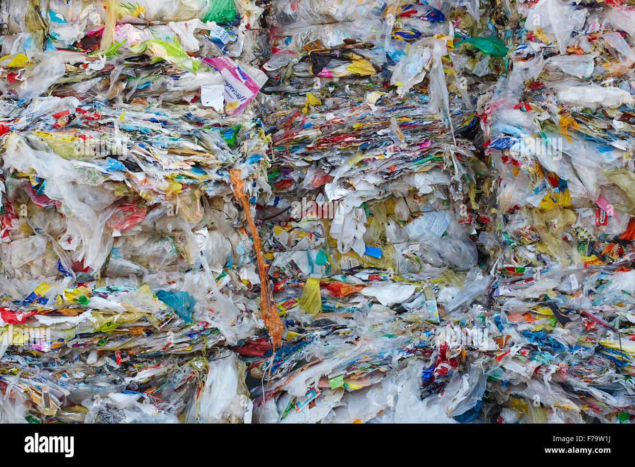 Plastic trash compressed and piled Stock Photo - Alamy