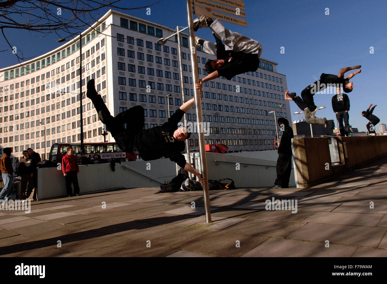 London based Urban Freeflow [urbanfreeflow.com] demonstrate Parkour ...