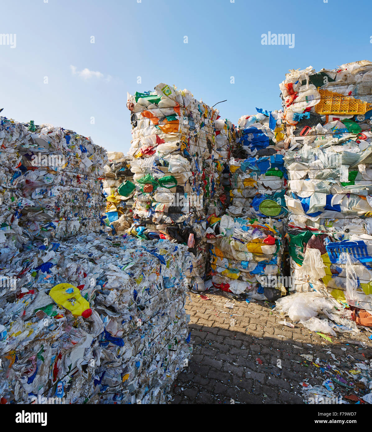Plastic trash compressed and piled Stock Photo - Alamy