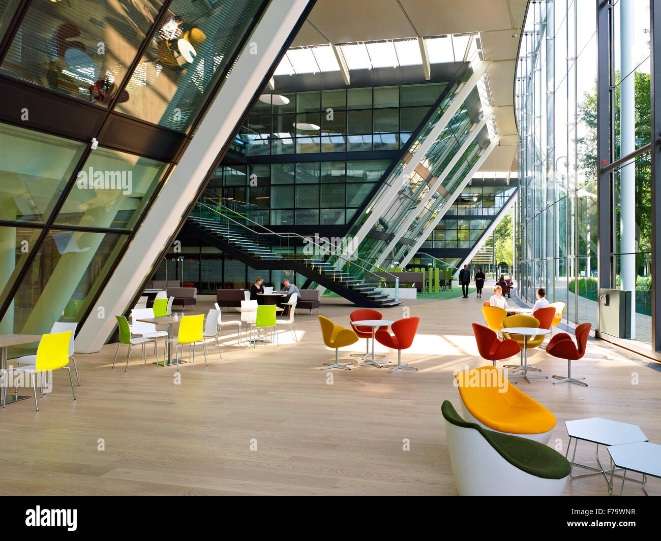 Atrium interior of Astellas corporate office, England, UK Stock Photo ...