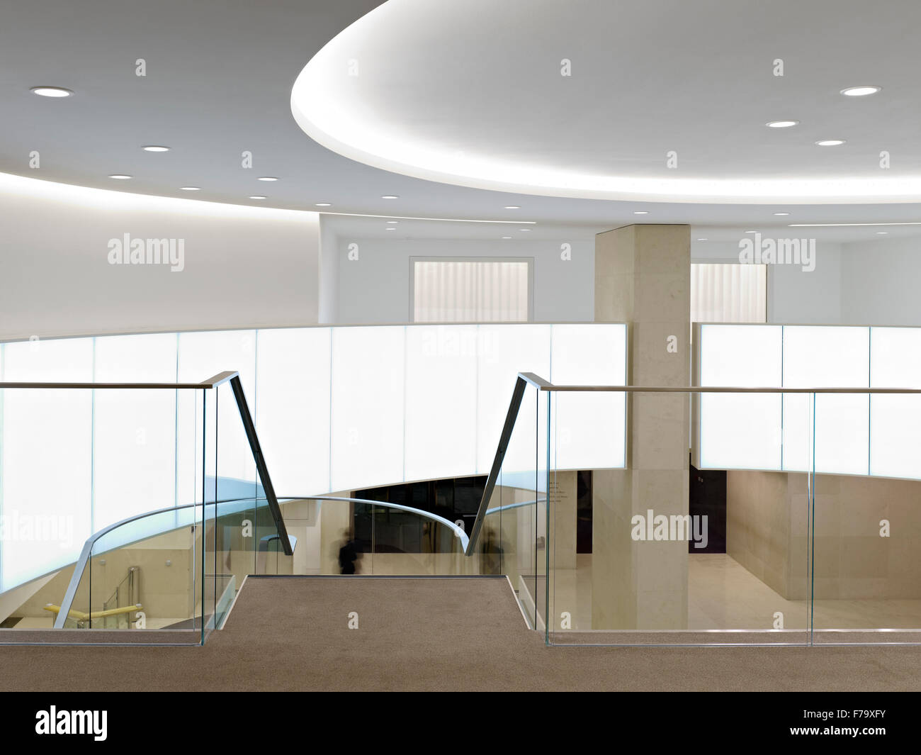 Metal handrail and staircase in Linklaters office headquarters building ...