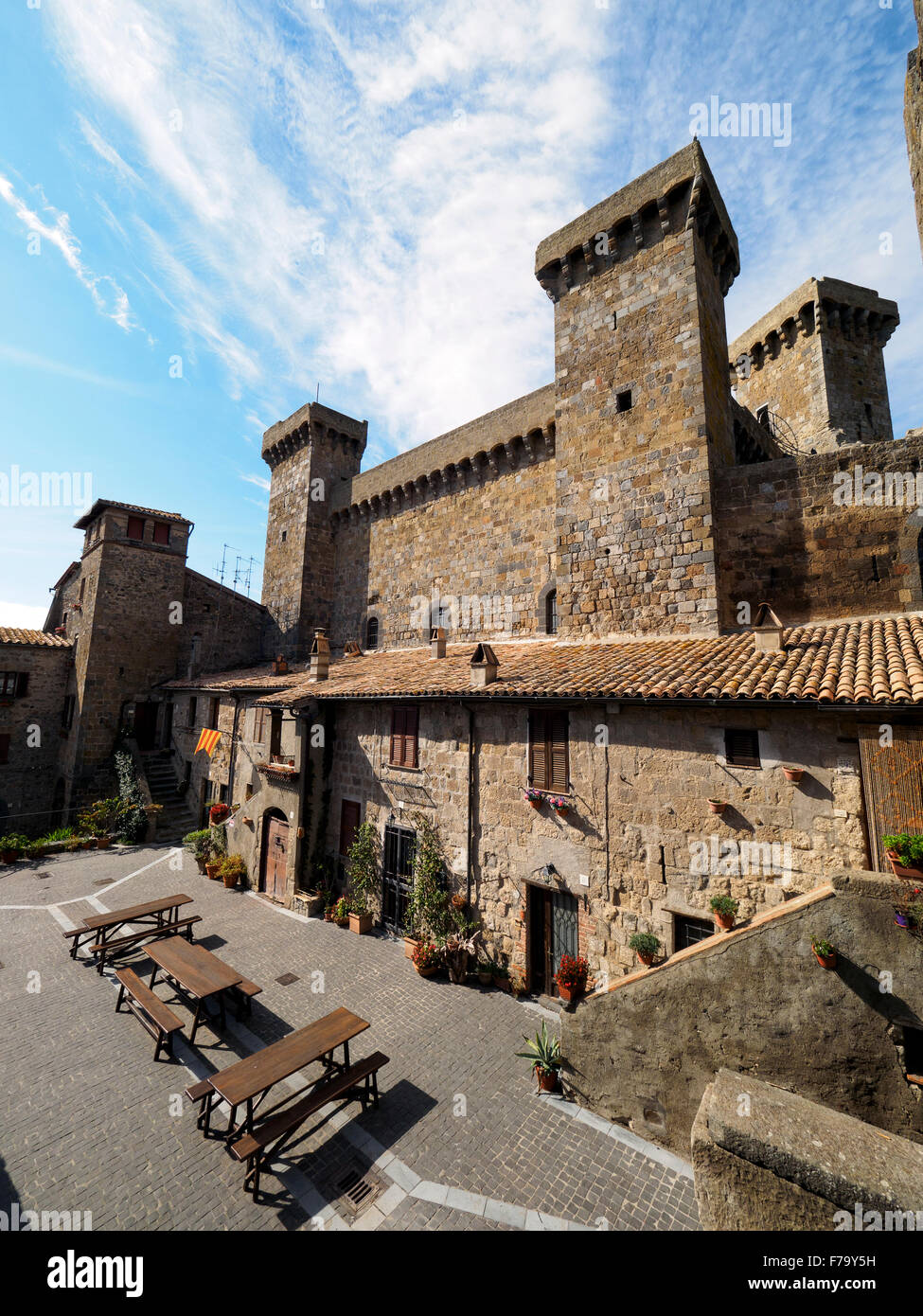 the castle (Rocca Monaldeschi della Cervara) in the town of Bolsena ...