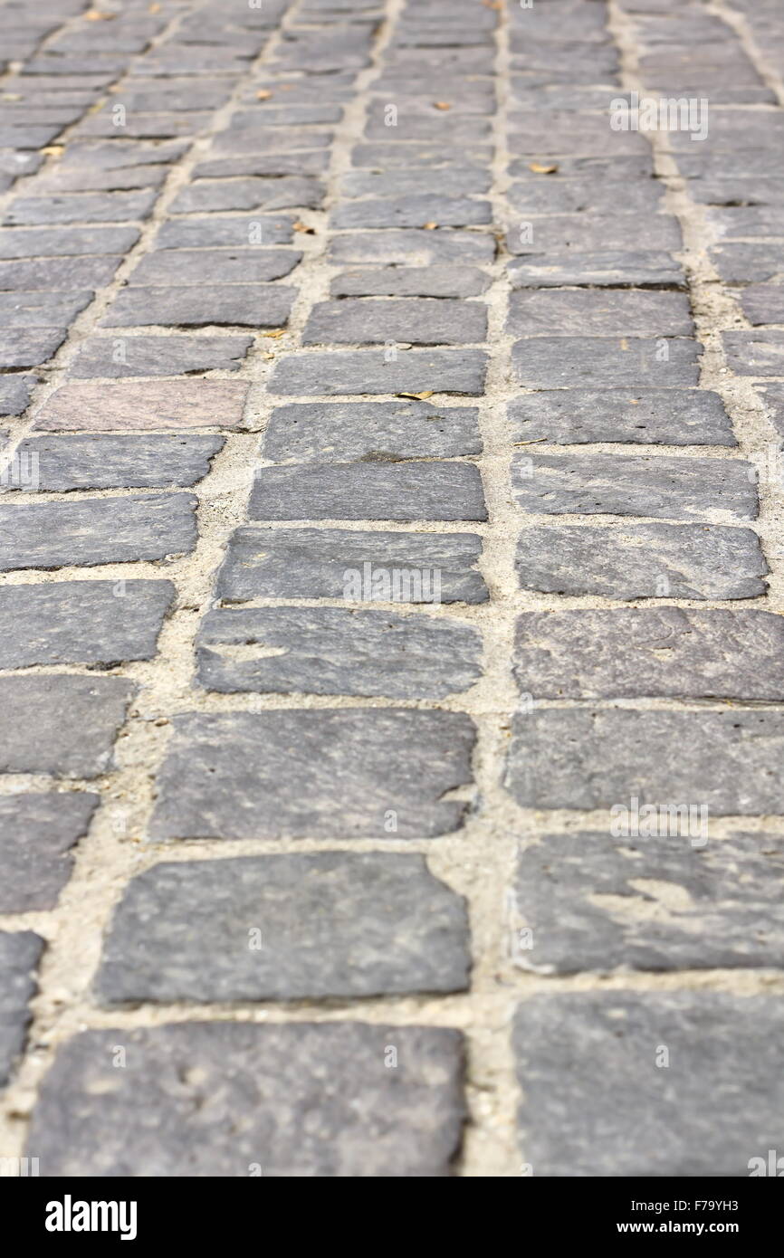 stone tiles on pedestrian pathway, perspective view Stock Photo - Alamy