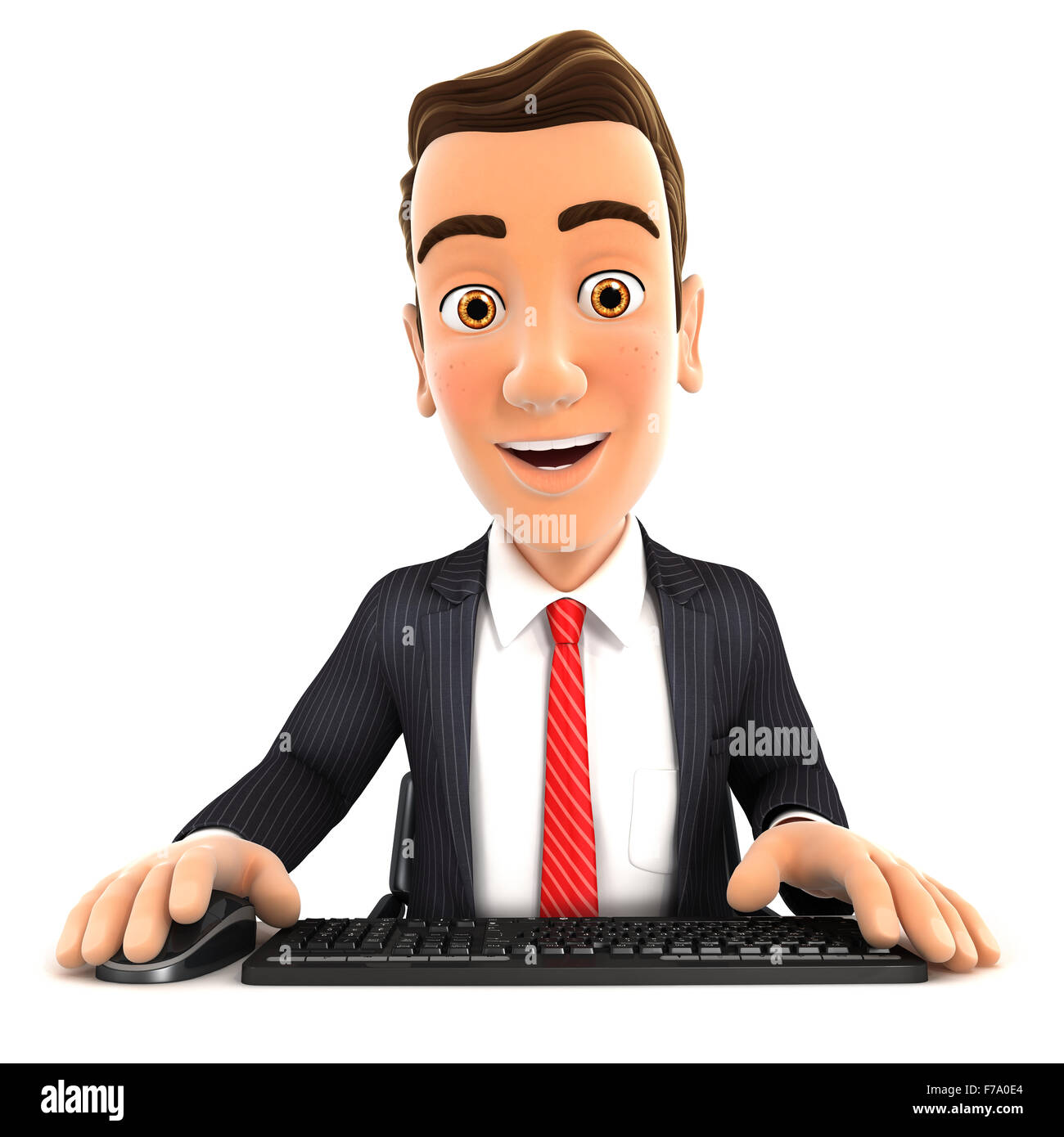 3d businessman looking at his computer, isolated white background Stock ...