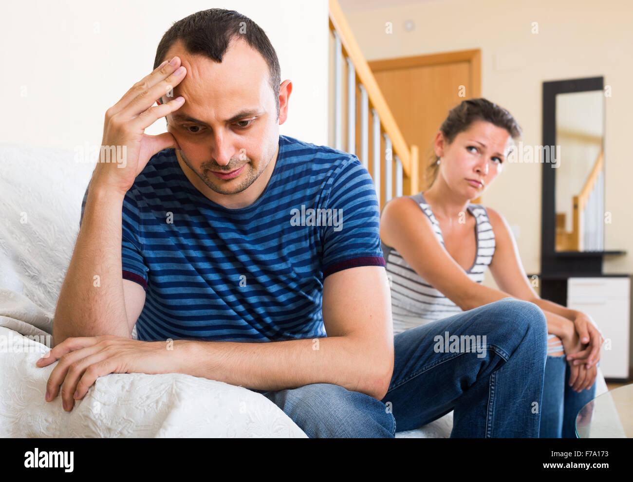 unhappy wife and furious husband discussing divorce Stock Photo - Alamy
