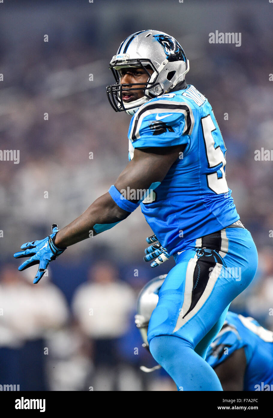 Arlington, Texas, USA. 26th November, 2015.Carolina Panthers defensive ...