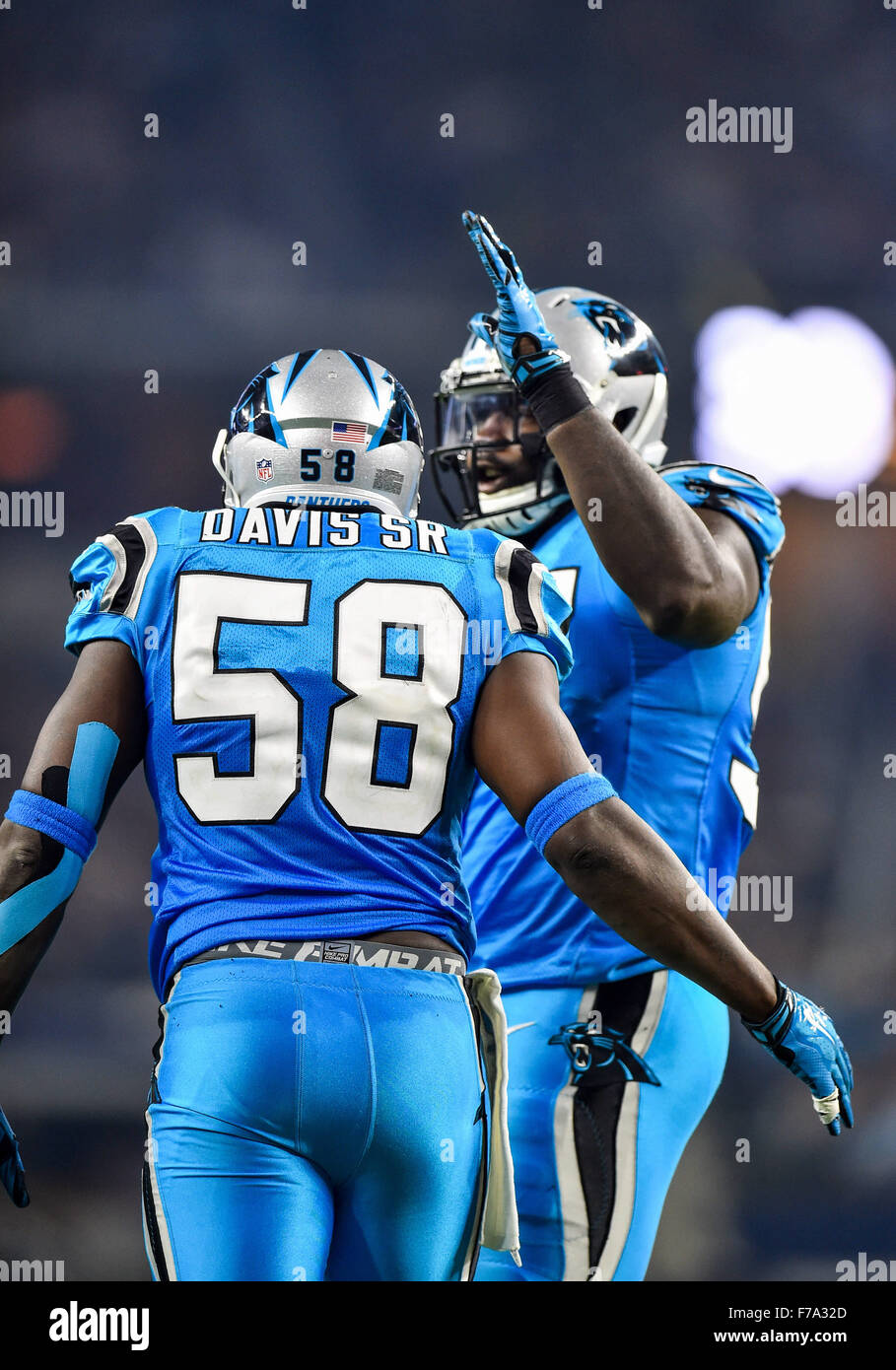 Arlington, Texas, USA. 26th November, 2015.Carolina Panthers defensive ...