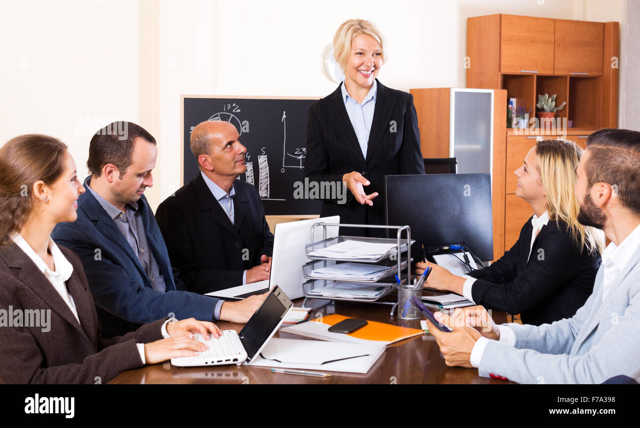 A lively meeting in modern office during conference call Stock Photo ...