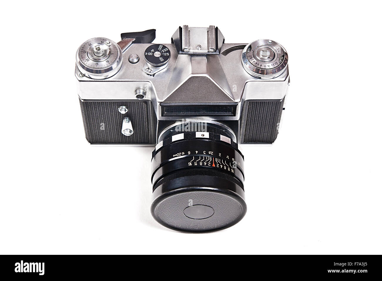 Range finder photo camera with lens. Classic black manual film camera ...