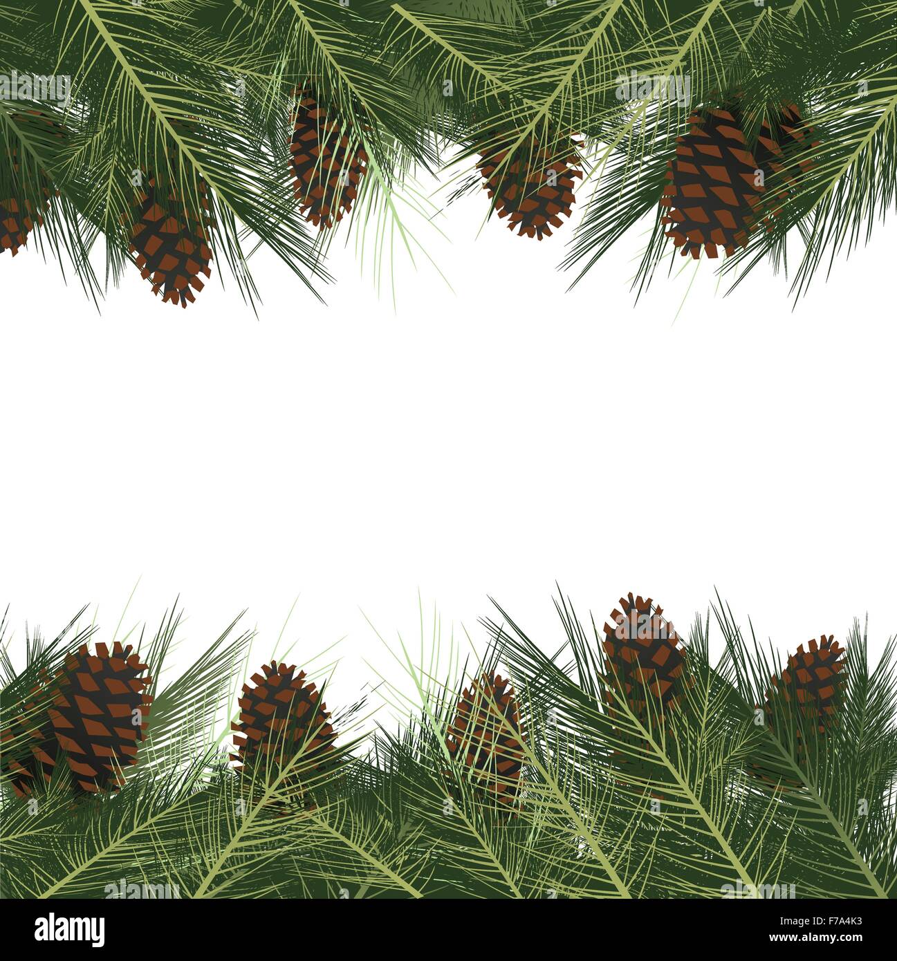 christmas background with christmas tree and fir-cone Vector frame ...