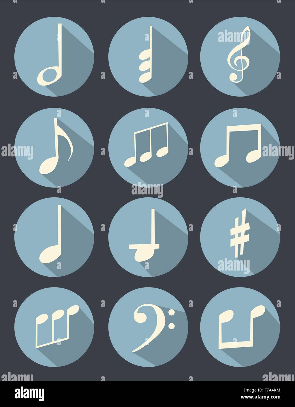 Music note flat design on dark background vector illustration Stock ...