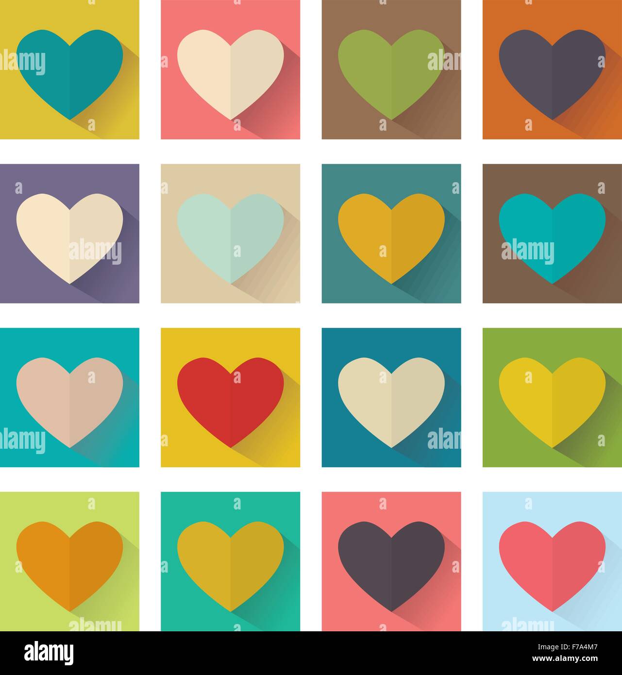 Heart, flat design, square set buttons. Vector illustration Stock ...