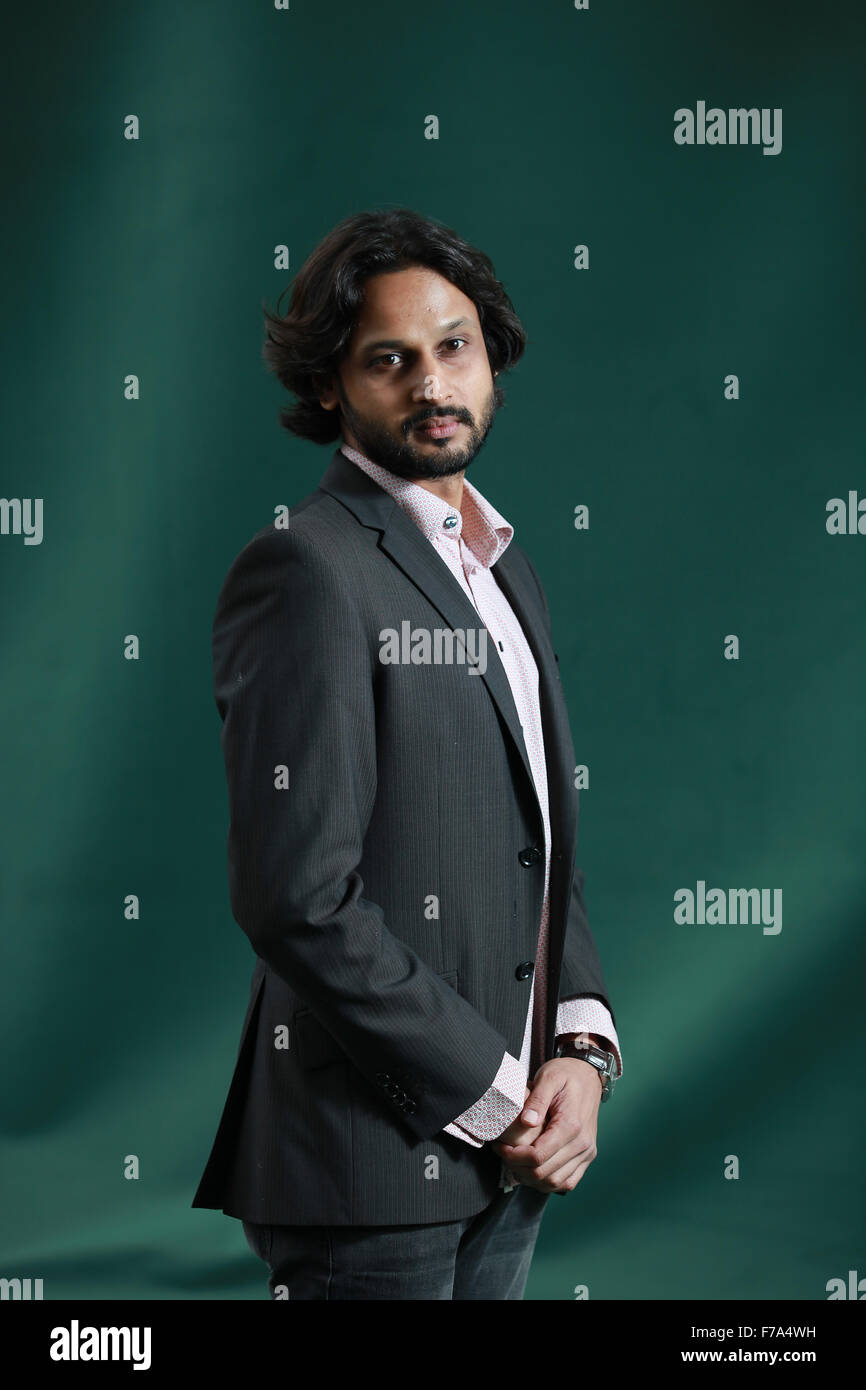 A portrait of Rahul Bhattacharya in Charlotte Square Gardens during the Edinburgh International ...