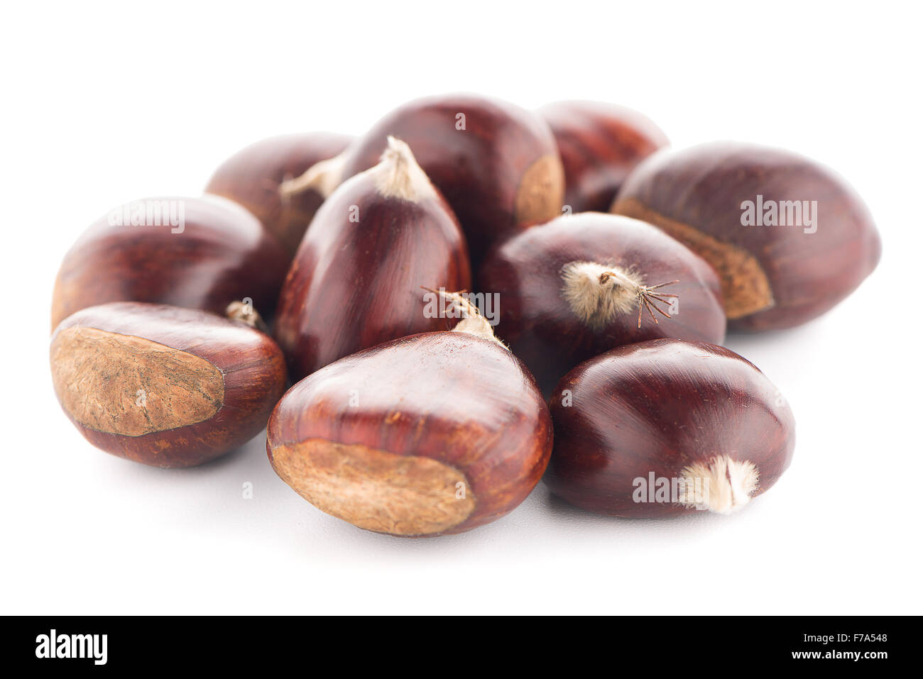 Chestnuts with shell isolated on white background Stock Photo - Alamy