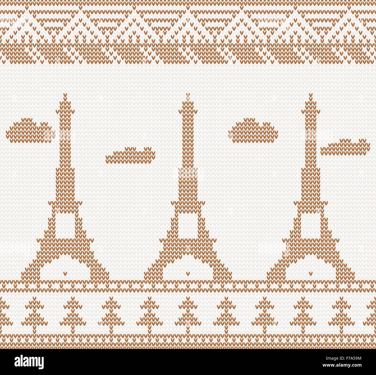 Eiffel tower: Scandinavian style seamless knitted pattern Stock Vector ...