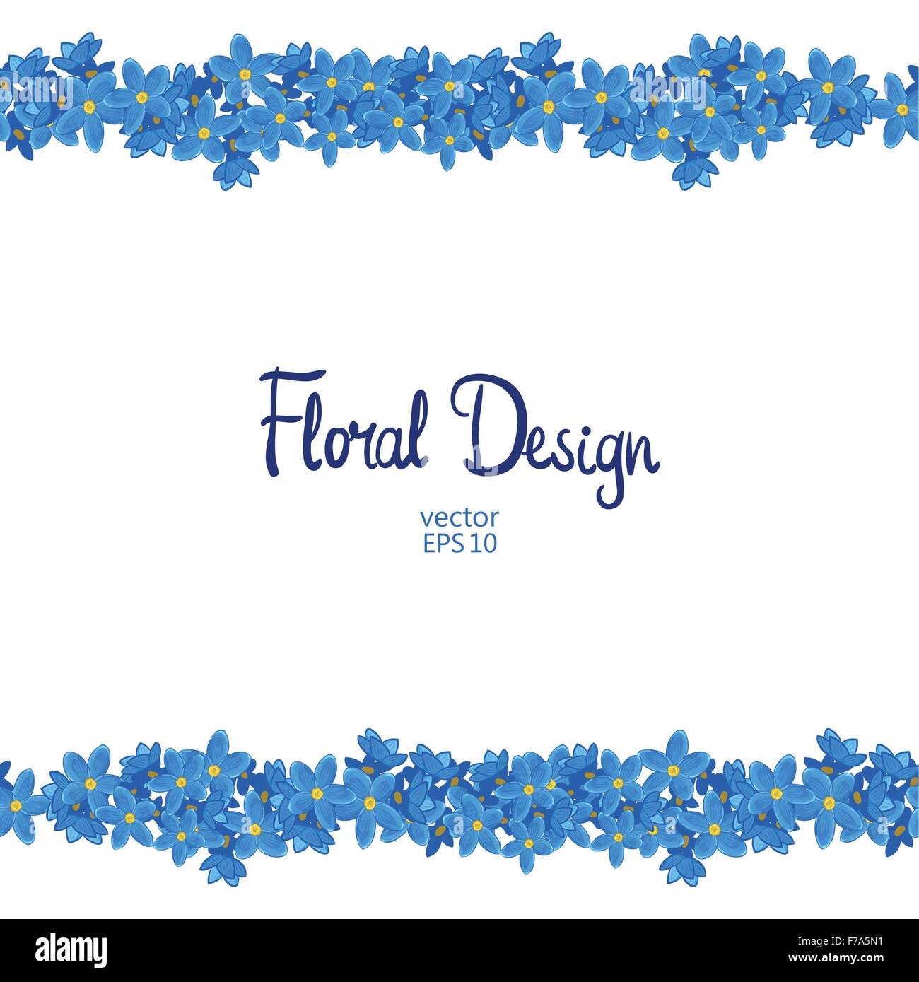 Vector horisontal border with forget-me-not flowers Stock Vector Image ...