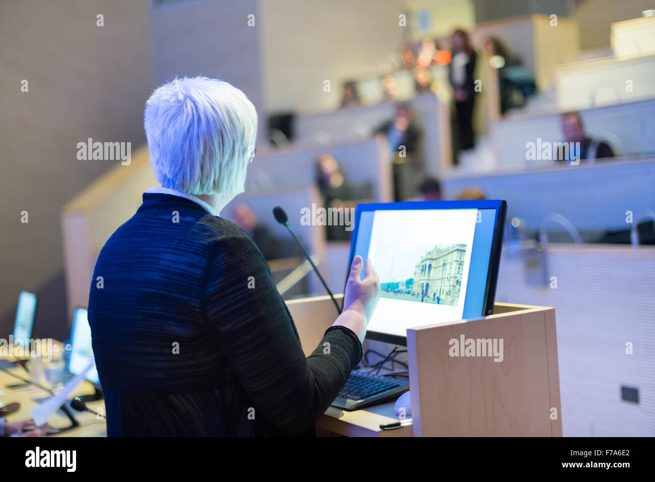 Business woman lecturing at Conference Stock Photo - Alamy