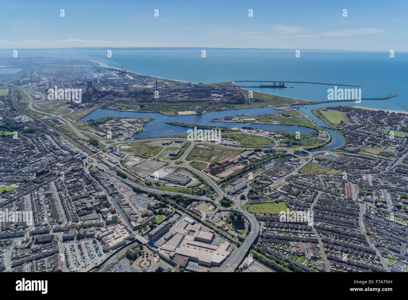 Aerial views of Port Talbot Steelworks and the South Wales Coast, Wales ...